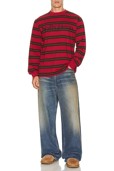 NO PROBLEMO Striped Long Sleeve Tee