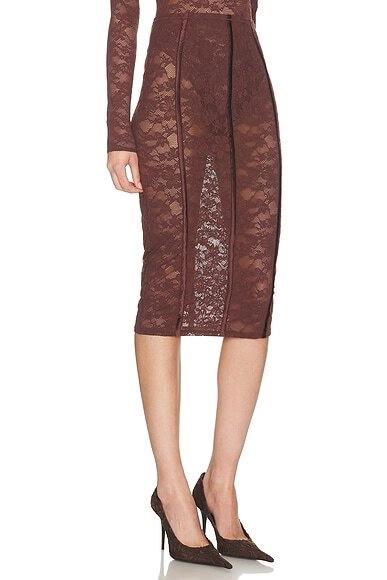 FLEUR DU MAL Le Stretch Lace Pencil Skirt