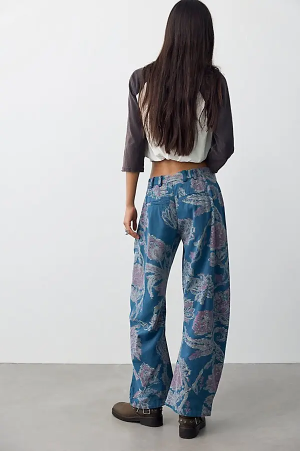 Free People Spotlight Printed Barrel Trousers At - River Combo