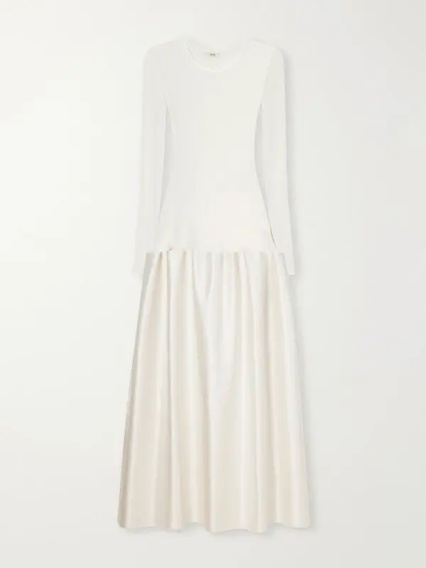 FFORME Catrin Gathered Jersey And Duchess-satin Maxi Dress