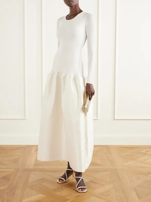 FFORME Catrin Gathered Jersey And Duchess-satin Maxi Dress