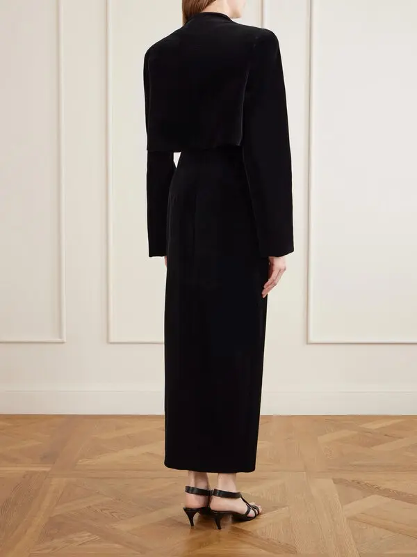 Khaite Lachlan Velvet Cotton-blend Midi Skirt