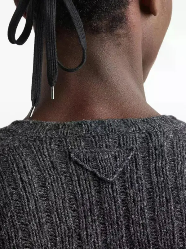 Prada Ribbed-knit V-neck Sweater