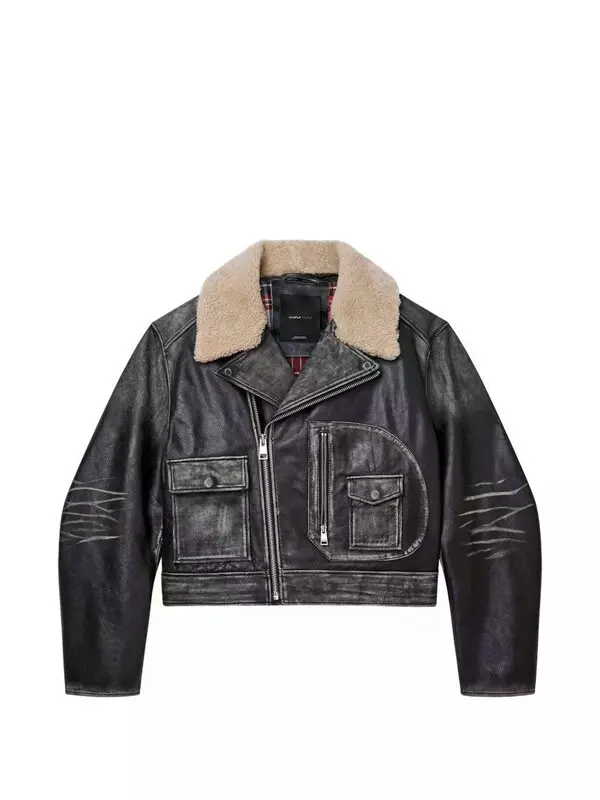 PURPLE BRAND Faded Leather Jacket