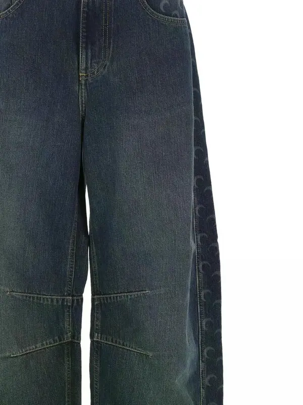 MARINE SERRE Moon Laser Dark Wash Denim Barrel Jeans
