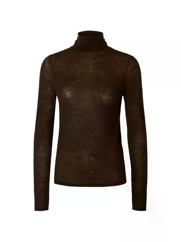 SELECTED Roll-neck Long-sleeve T-shirt - Brown