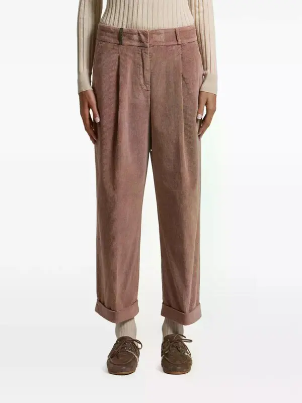 Peserico Pleated Corduroy Tapered Trousers - Pink