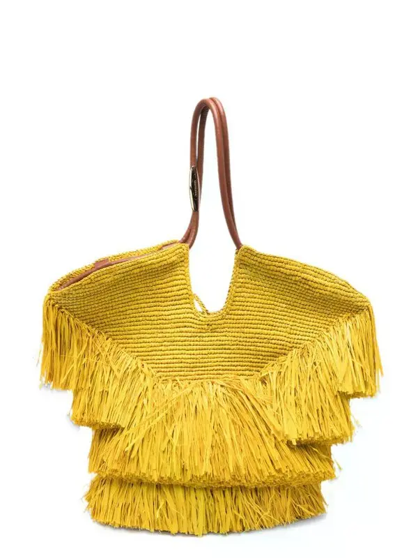 Zimmermann Fringed Raffia-effect Tote Bag - Yellow