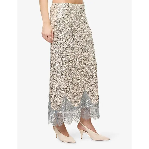 NEVER FULLY DRESSED Sequin Maeva Midi Skirt