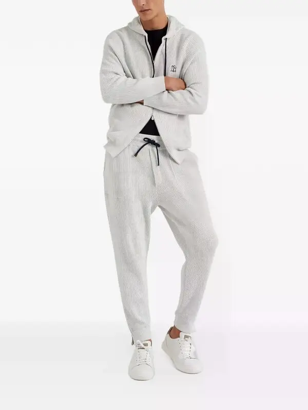 Brunello Cucinelli Ribbed-knit Track Pants - Grey