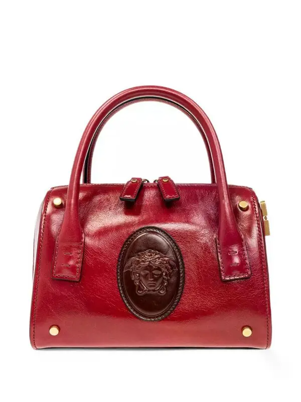 Versace Roomy Small Leather Boston Bag - Red