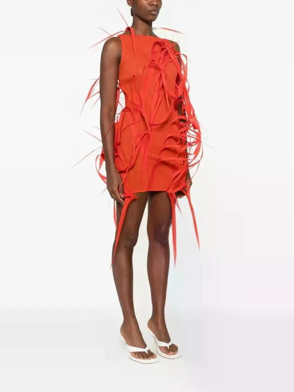 Issey Miyake Pleated Raffia-effect Dress
