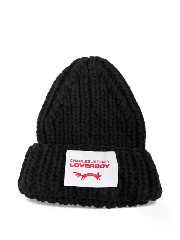 CHARLES JEFFREY Chunky-knit Logo-patch Beanie Hat