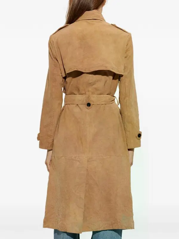 Zadig&Voltaire Parisienne Crinkled Suede Leather Trench Coat