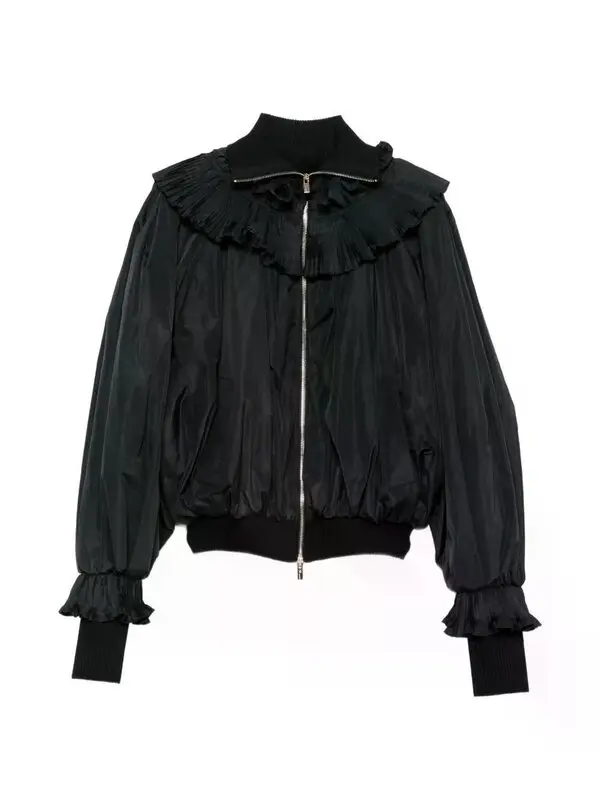 Blumarine Ruffled-trim Zip-up Bomber Jacket