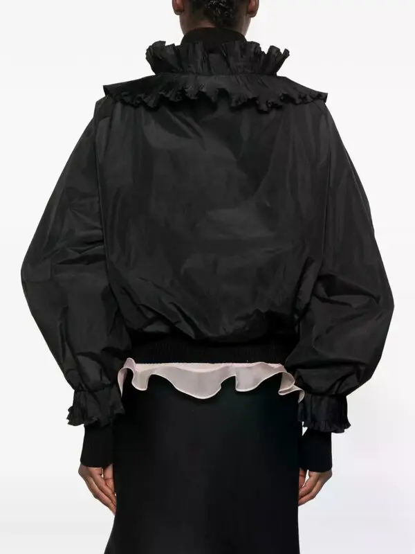 Blumarine Ruffled-trim Zip-up Bomber Jacket
