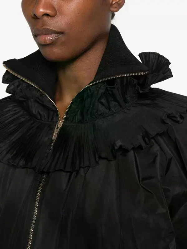 Blumarine Ruffled-trim Zip-up Bomber Jacket