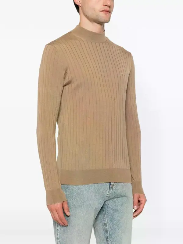 LARDINI Ribbed-knit Mock-neck Sweater