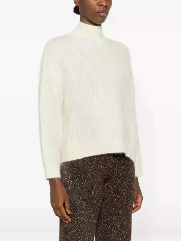 SOLOCASCMIR Cable-knit High-neck Sweater