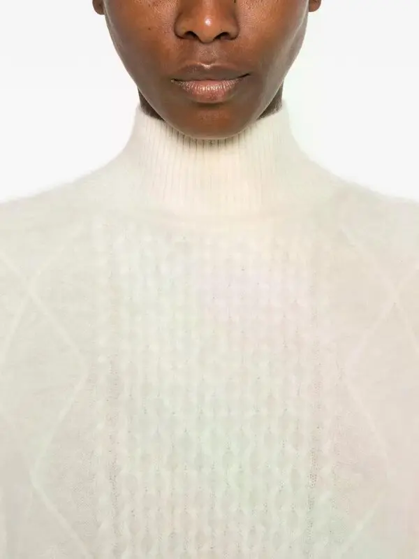 SOLOCASCMIR Cable-knit High-neck Sweater