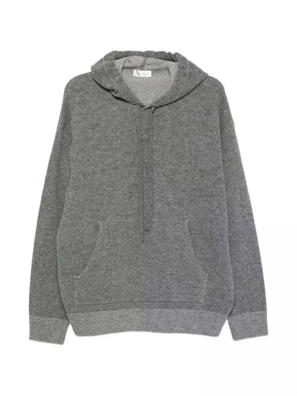 ROBERTO COLLINA Drawstring-hoodie Knitted Hoodie - Grey