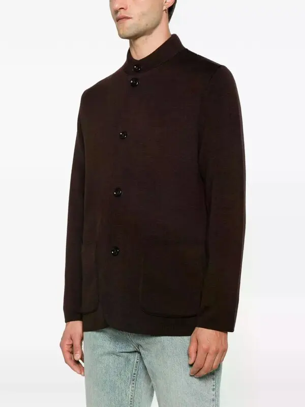 LARDINI Mandarin-collar Knitted Cardigan