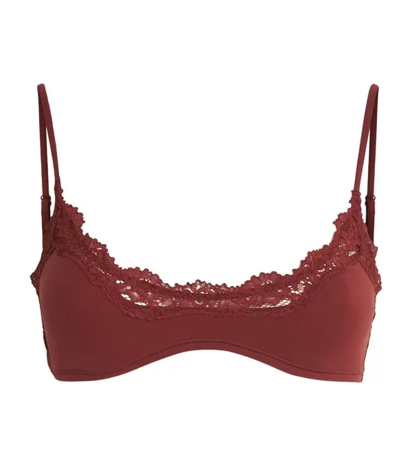 SKIMS Lace-trim Fits Everybody Scoop-neck Bralette - Burgundy