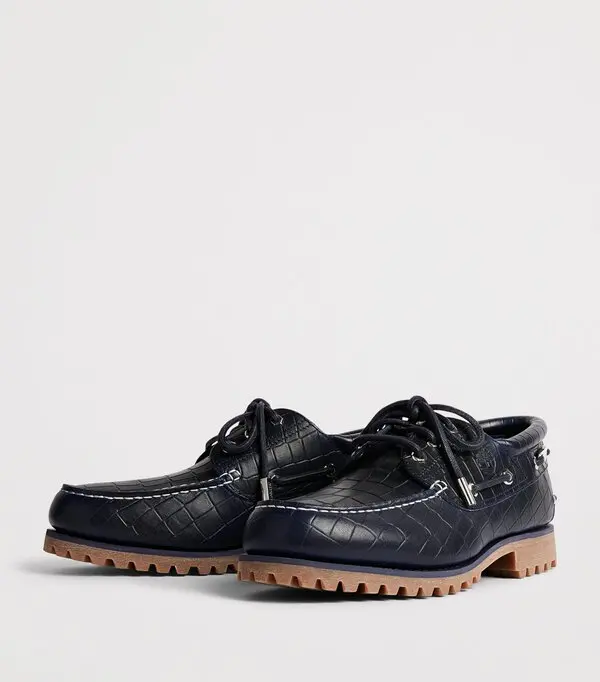 Jacquemus X Timberland Croc-embossed Boat Shoe