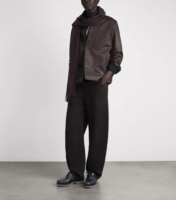 Jacquemus X Timberland Croc-embossed Boat Shoe
