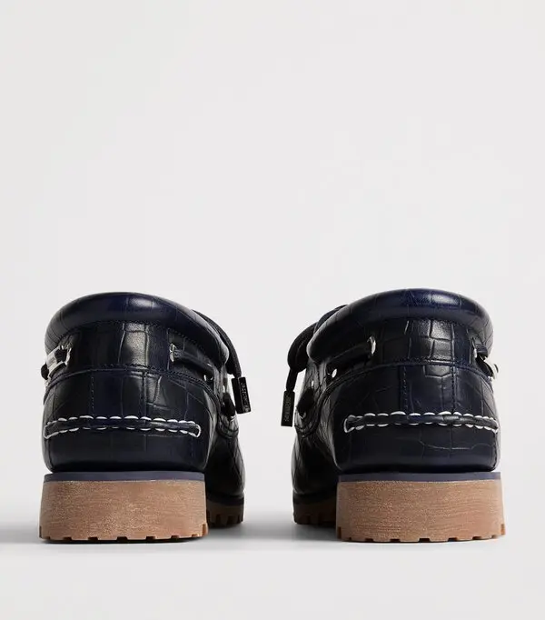 Jacquemus X Timberland Croc-embossed Boat Shoe