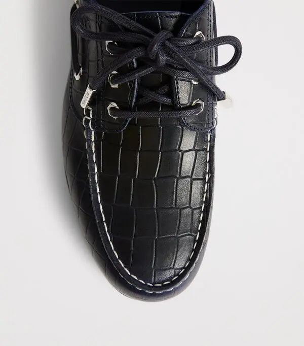 Jacquemus X Timberland Croc-embossed Boat Shoe