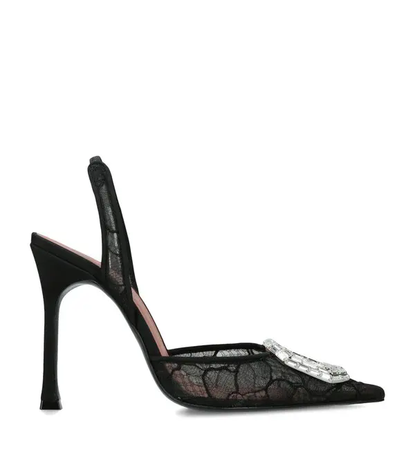 Amina Muaddi Lace Camelia Slingback Pumps 105