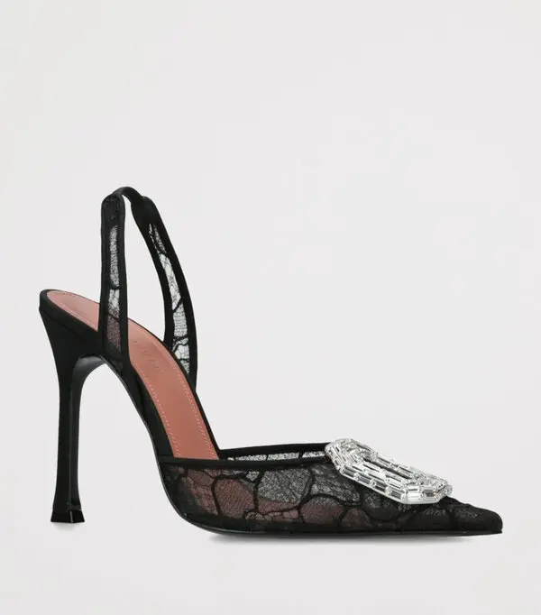 Amina Muaddi Lace Camelia Slingback Pumps 105