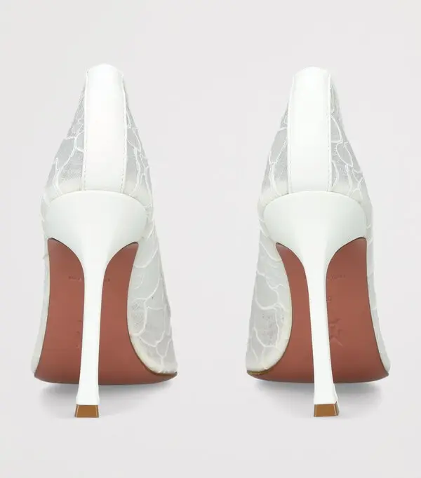 Amina Muaddi Leather-lace Camelia Pumps 105
