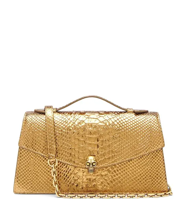 Alexander McQueen Python-embossed Leather Skull Shoulder Bag