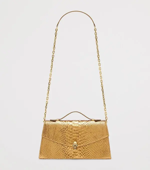 Alexander McQueen Python-embossed Leather Skull Shoulder Bag