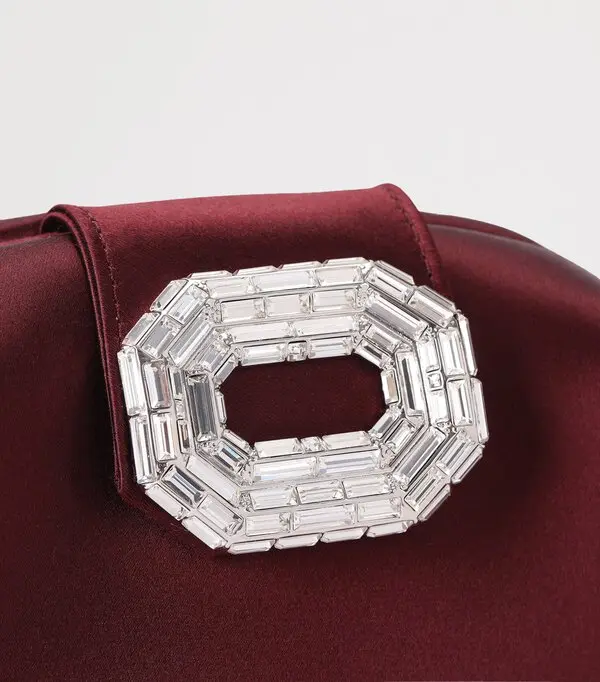 Amina Muaddi Satin Camelia Clutch Bag