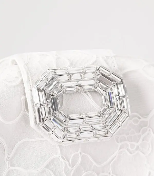 Amina Muaddi Lace Camelia Clutch Bag