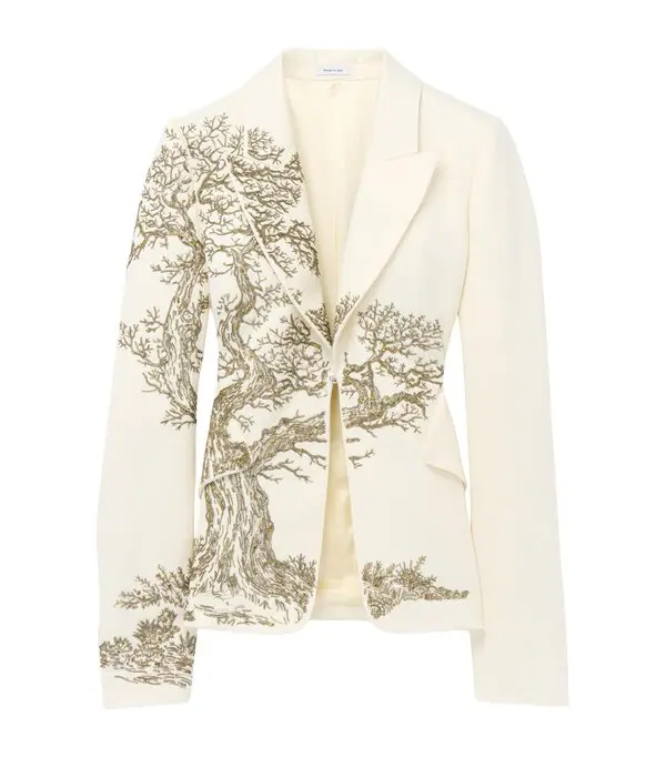 Alexander McQueen Wool Tree Of Life Blazer - White