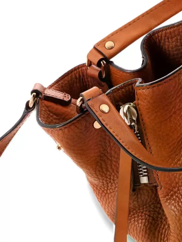 Burberry Maidstone Leather With House Check Canvas Small Tote Bag