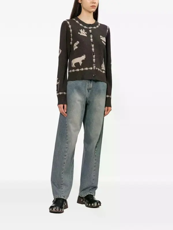 Sea Embroidered Floral-trim Cardigan