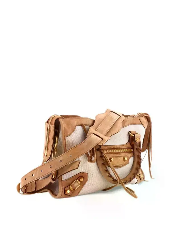 Balenciaga City Classic Studs Bag Canvas And Suede Small Shoulder Bag