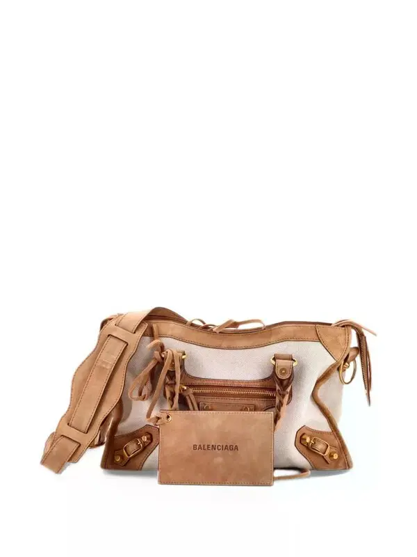 Balenciaga City Classic Studs Bag Canvas And Suede Small Shoulder Bag