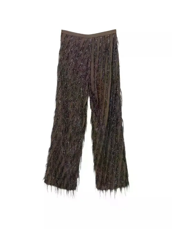 RAME Fringe-embellished Metallic-thread Trousers
