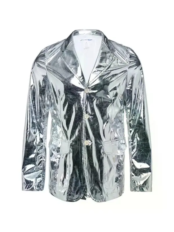 Comme Des Garçons Metallic-effect Single-breasted Blazer - Silver