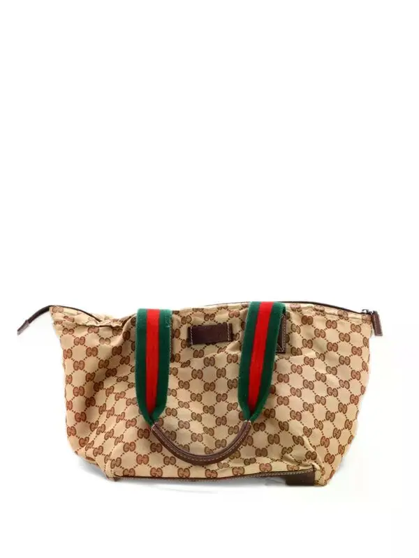 Gucci Web Zip Gg Canvas Large Tote Bag