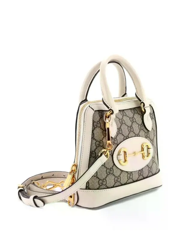 Gucci Horsebit 1955 Top Handle Bag Gg Coated Canvas With Leather Mini Shoulder Bag