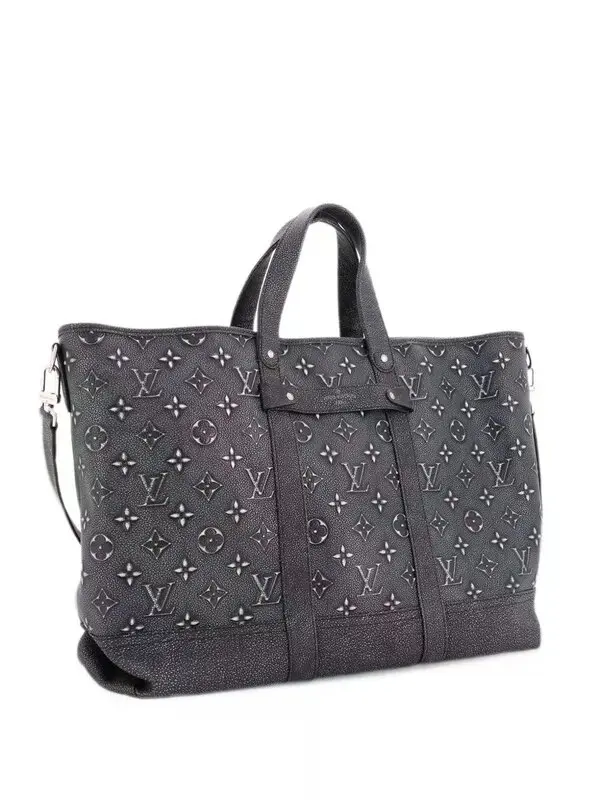LOUIS VUITTON Journey Faded Monogram Debossed Leather Tote Bag - Black