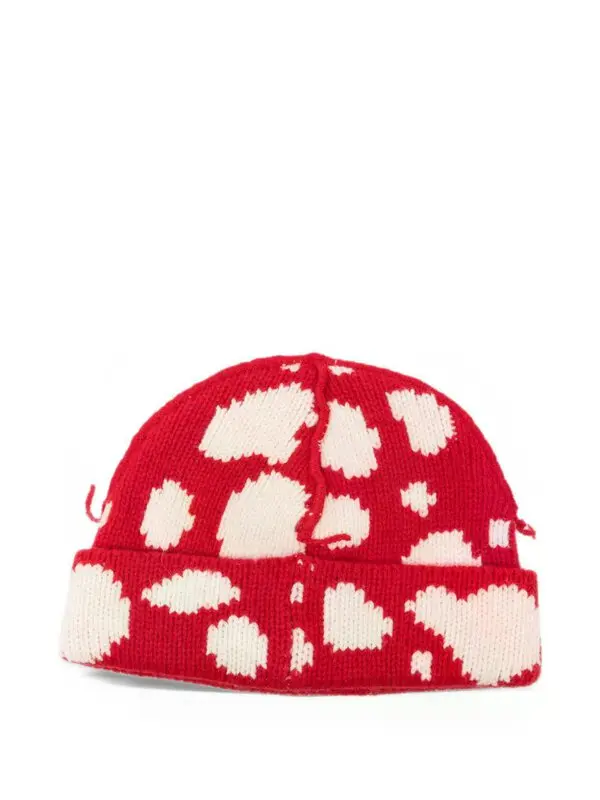 CHARLES JEFFREY Intarsia-knit Logo-patch Beanie Hat - Red