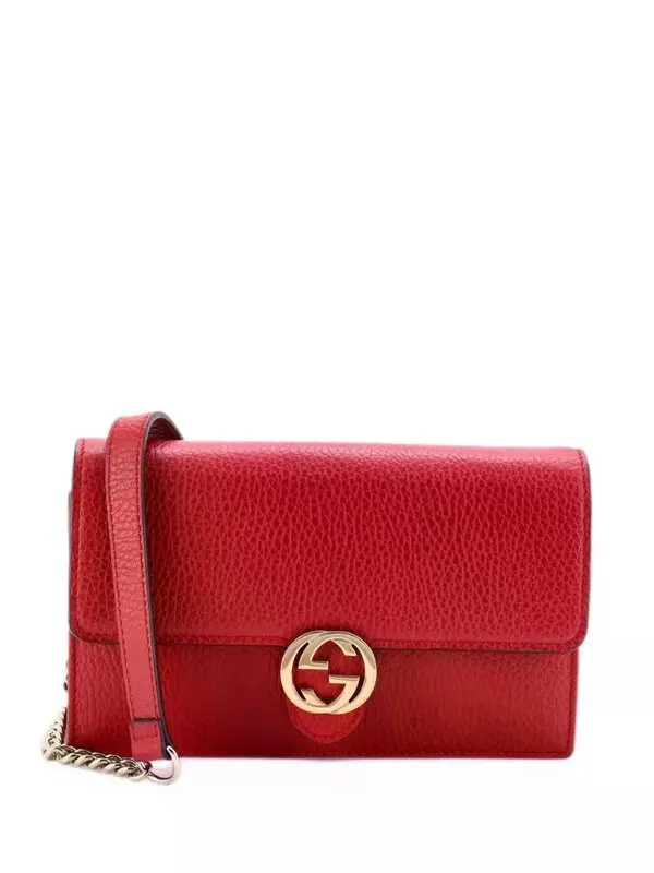 Gucci Interlocking Wallet On Chain Leather Crossbody Bag